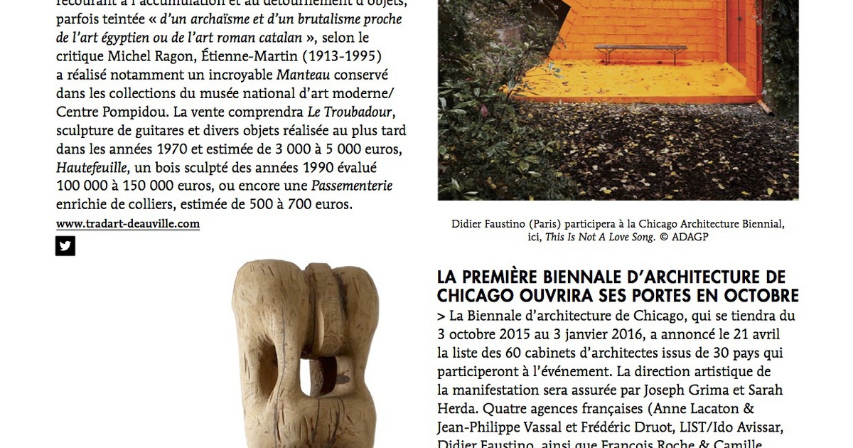Didier Faustino présentera un projet architectural à la première ...
